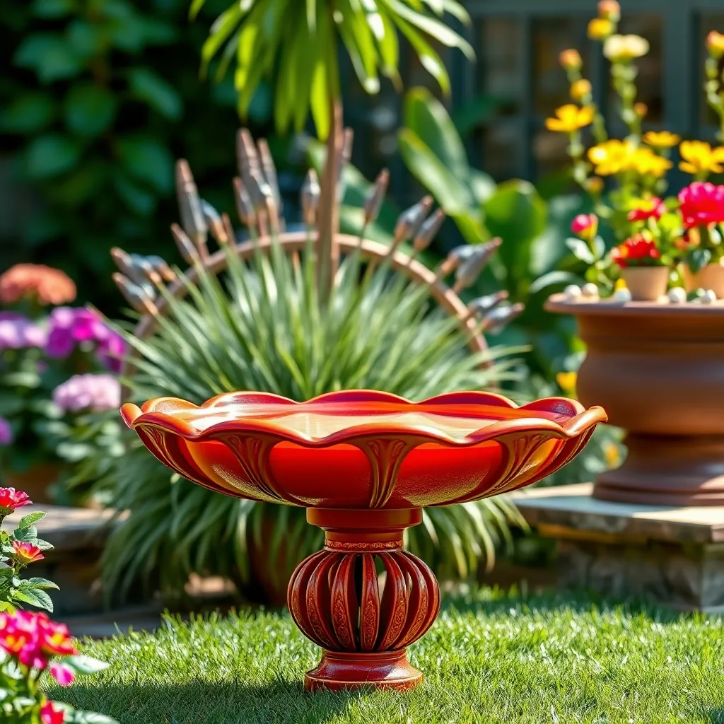Enhancing Gardens with Red Bird Bath Bowls